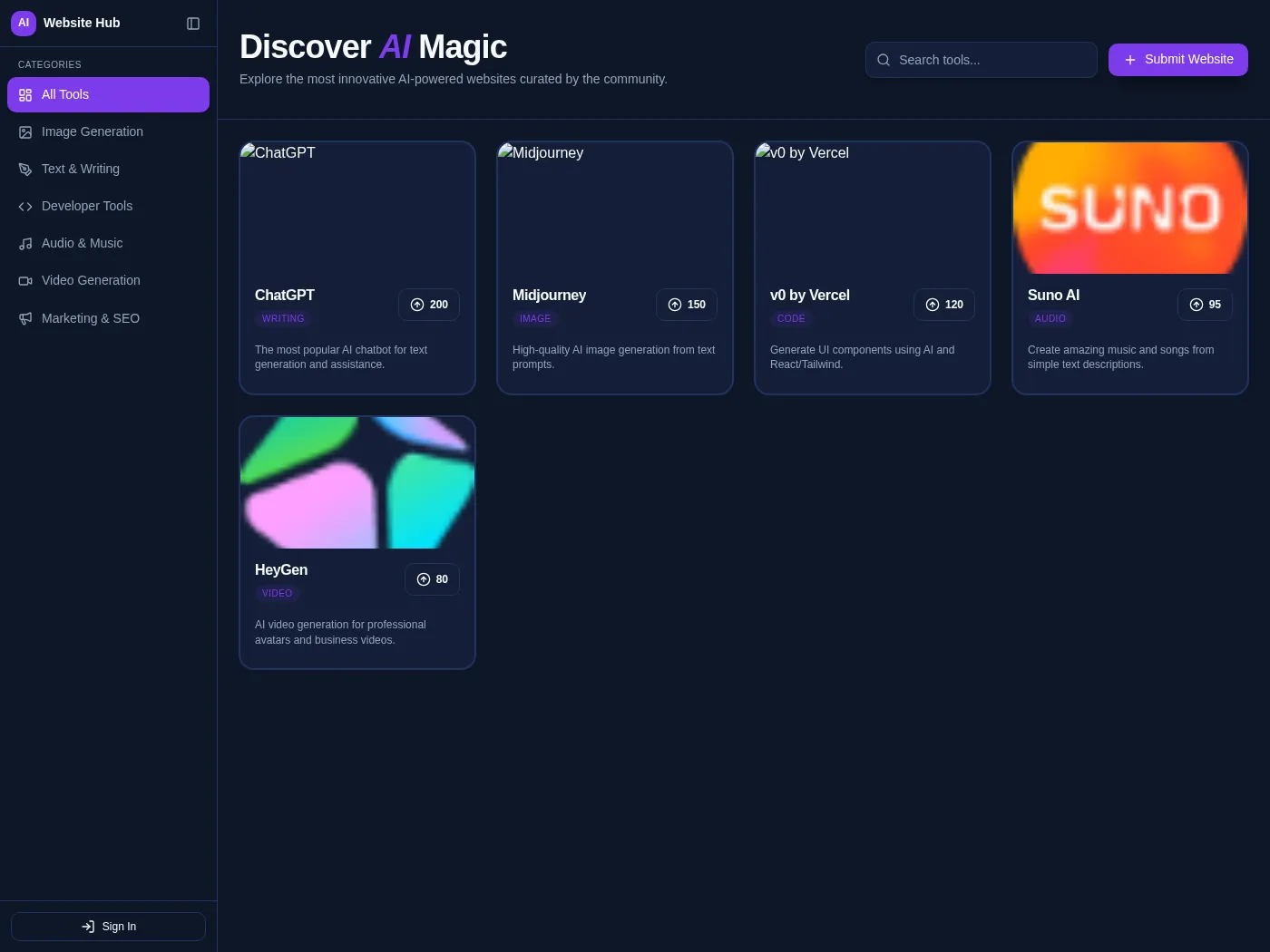 AI Website Hub