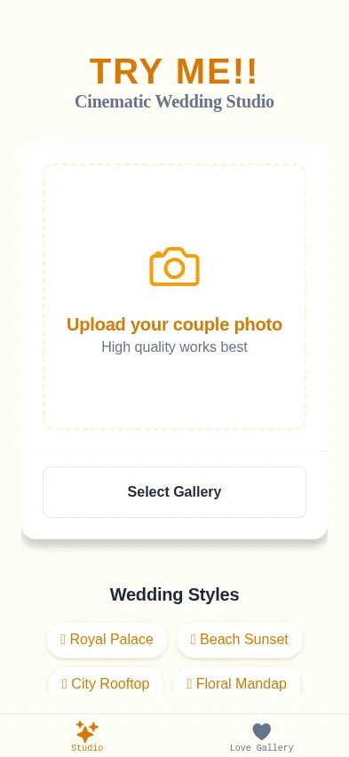 TRY ME!! AI Wedding Studio