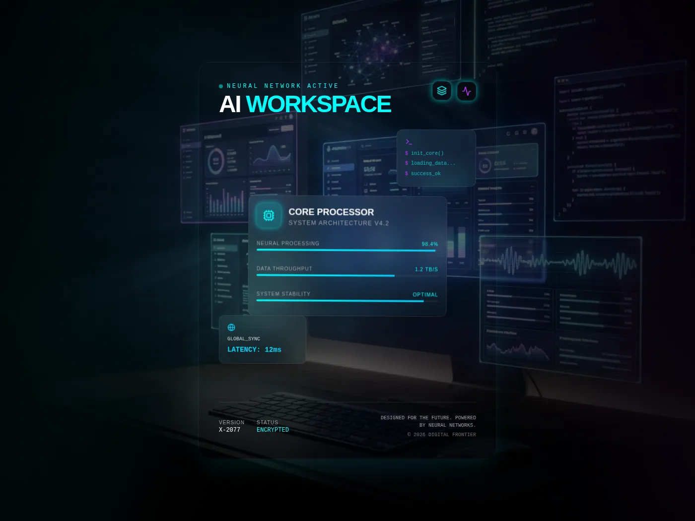 Neon Workspace Poster