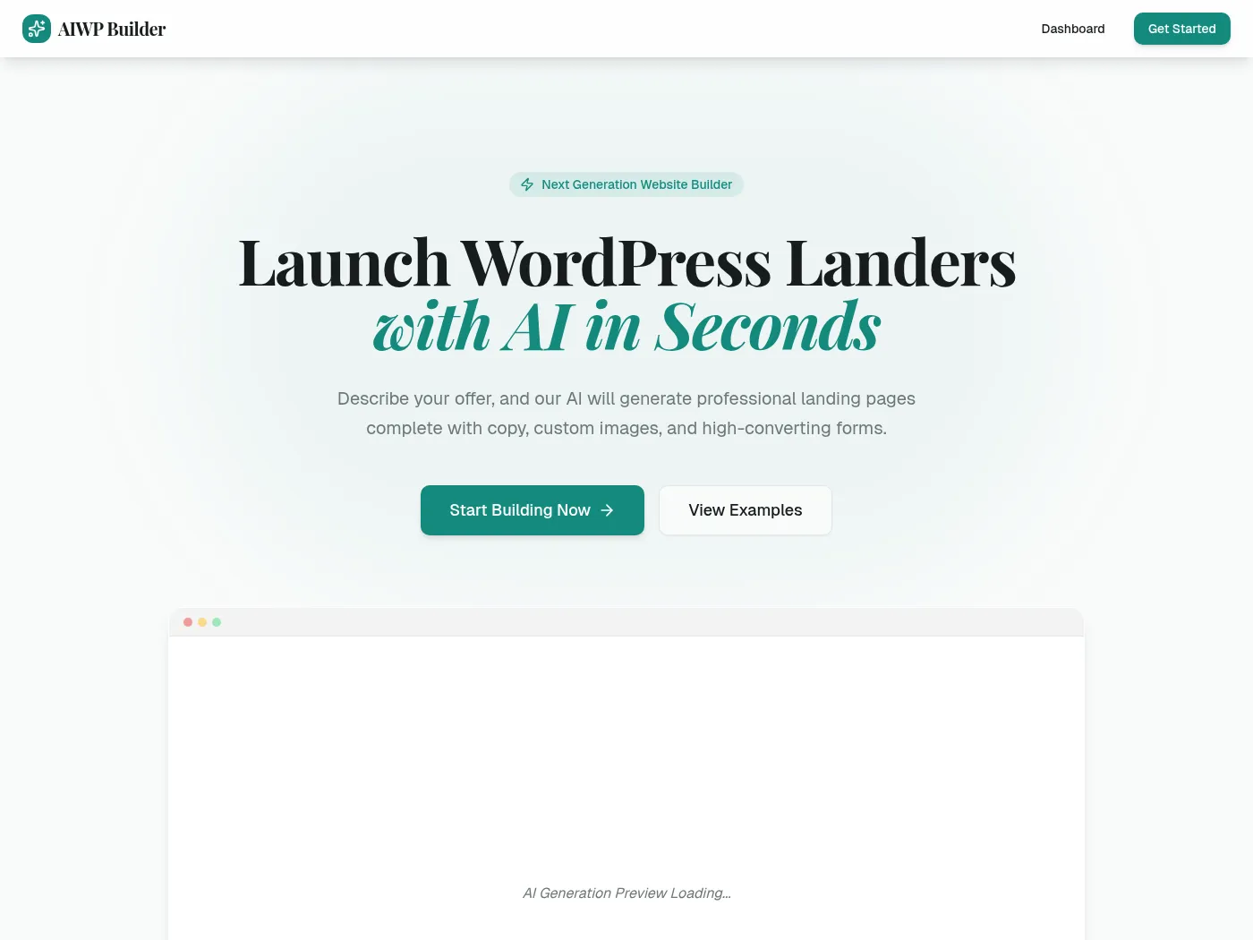 AI WordPress Landing Builder