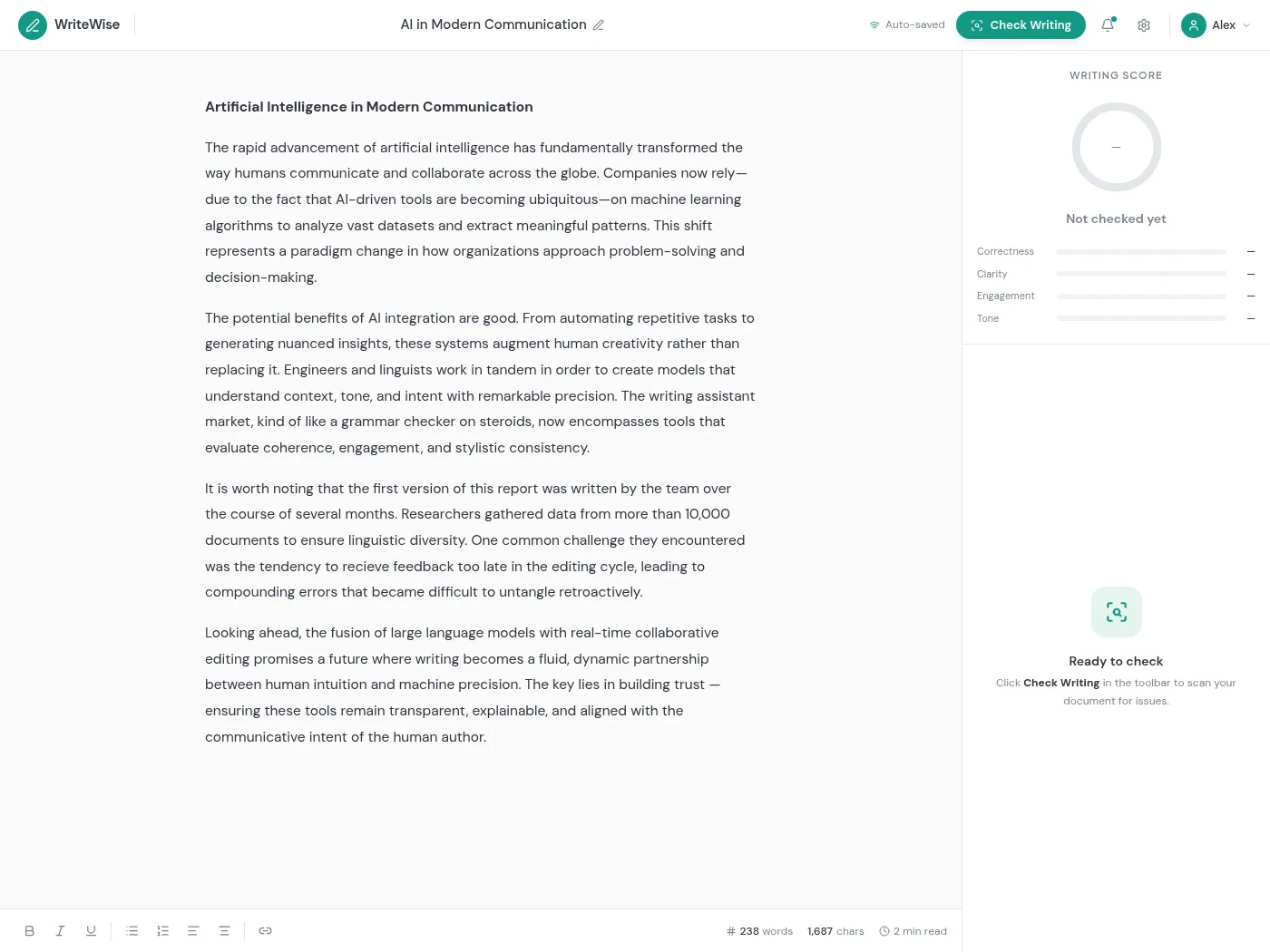 WriteWise Workspace