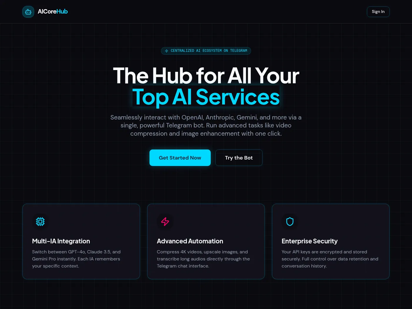 AICore Telegram Hub