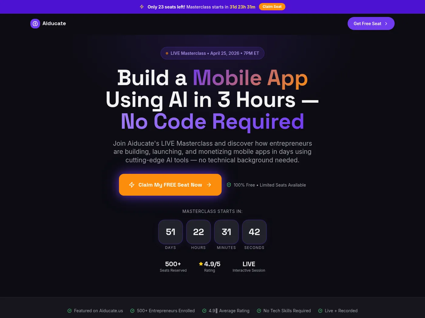 Aiducate Masterclass Funnel