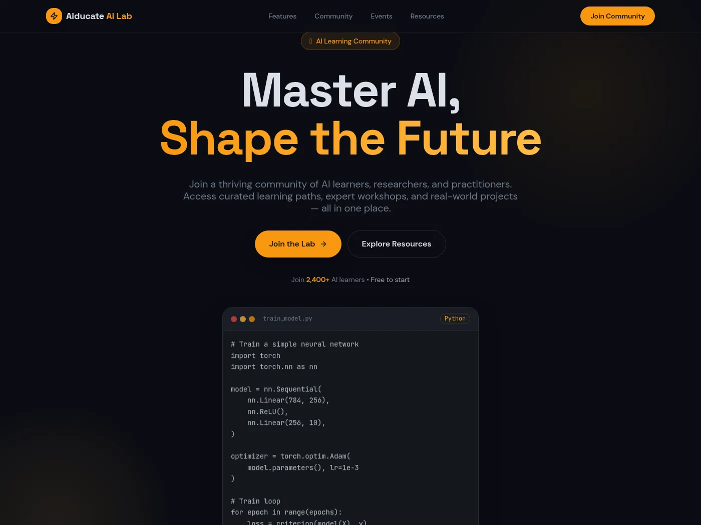 Aiducate Ai Lab Landing