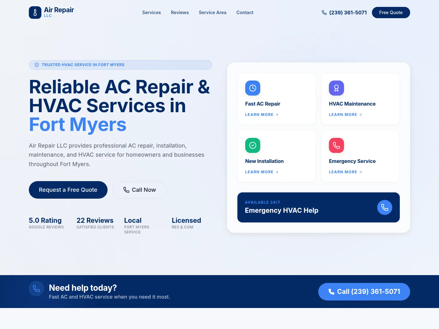 Air Repair One-Page Pro Site