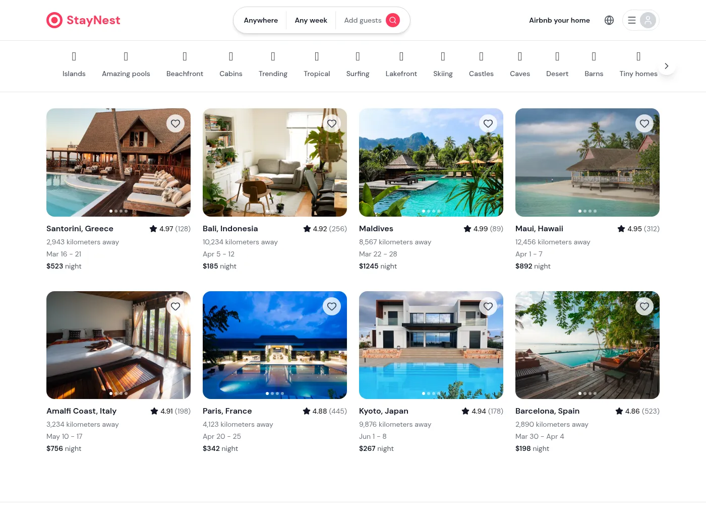 StayNest Airbnb Clone