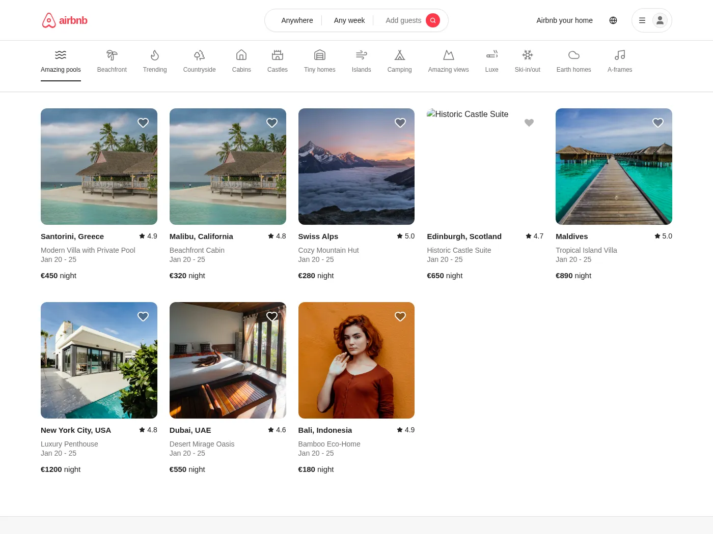 Airbnb Web Clone