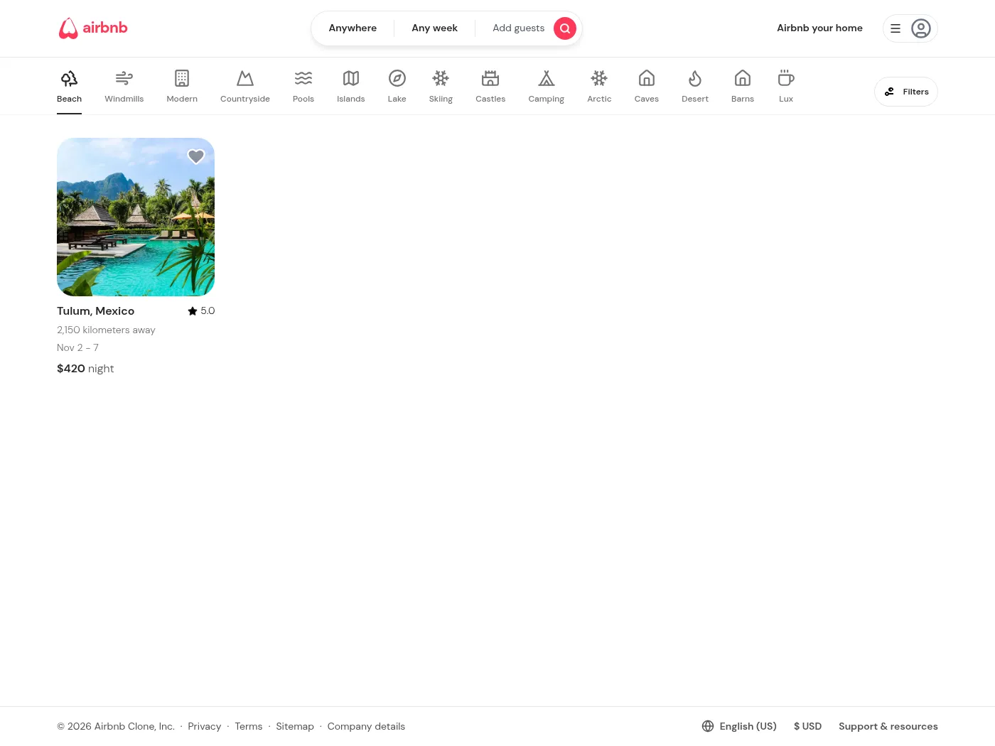 Airbnb Web Clone