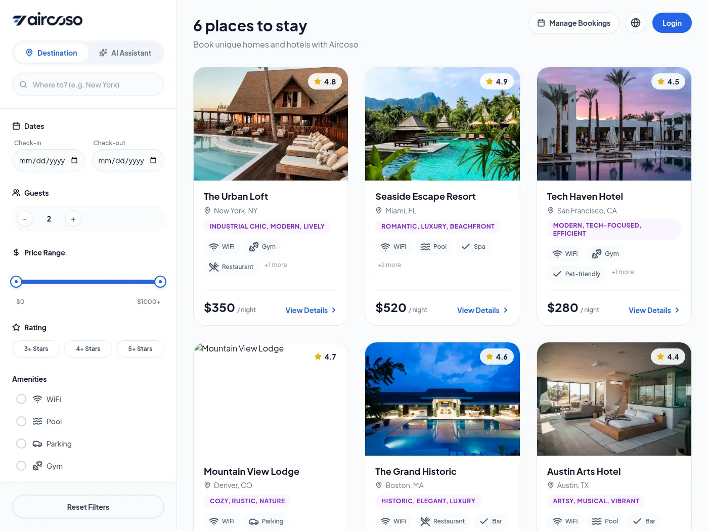 Aircoso Booking Platform