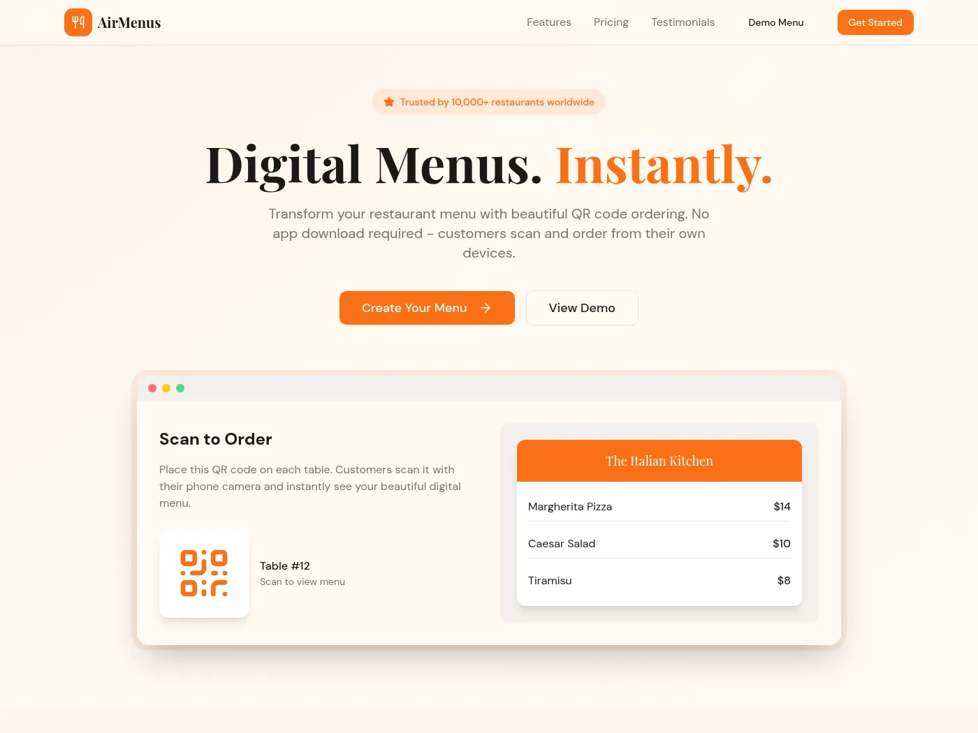 AirMenus Clone