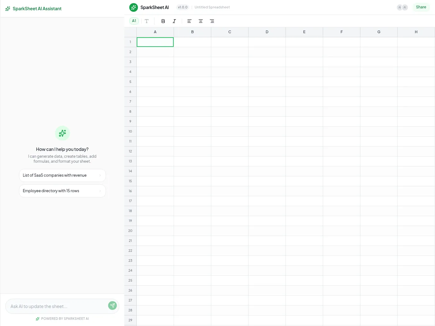 SparkSheet AI Clone