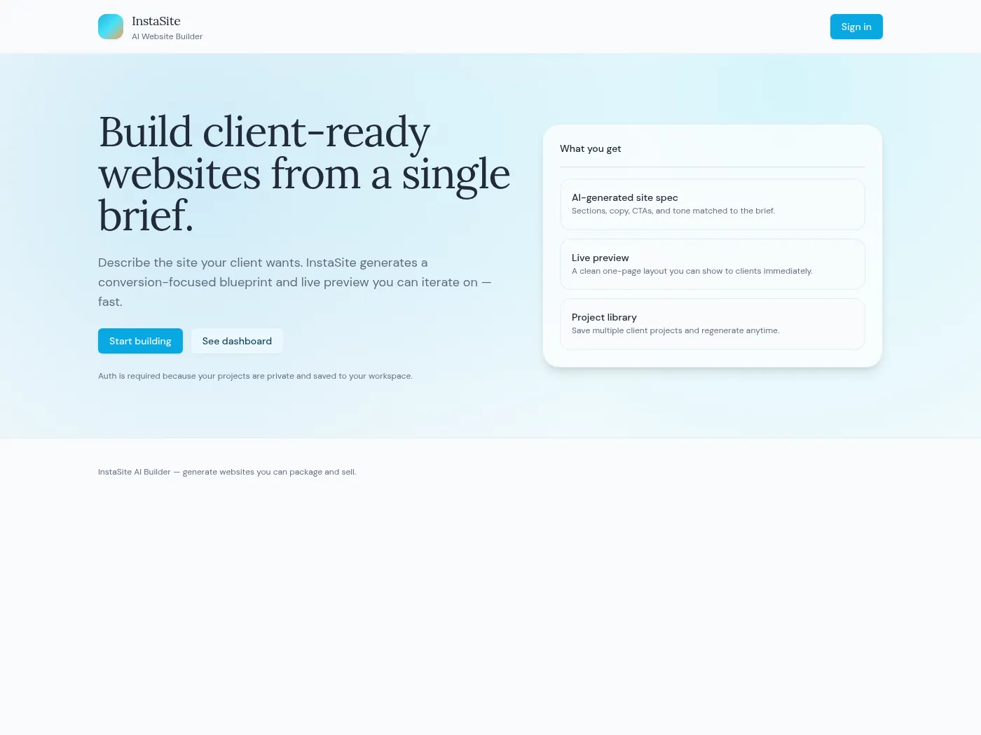 InstaSite AI Builder