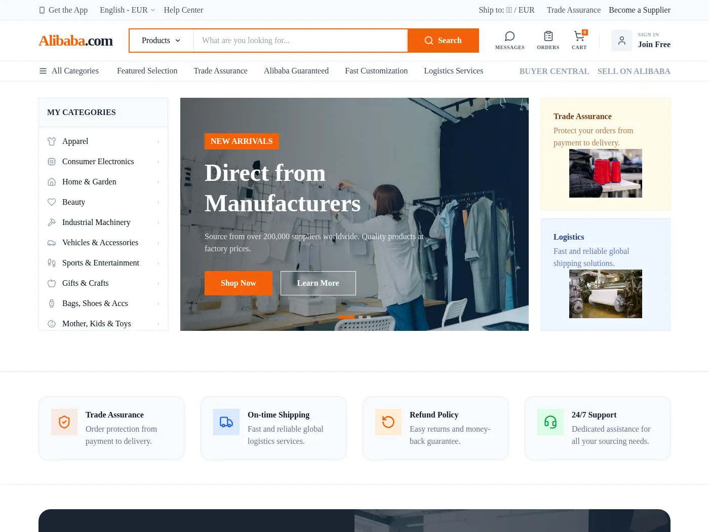 Alibaba Web Clone