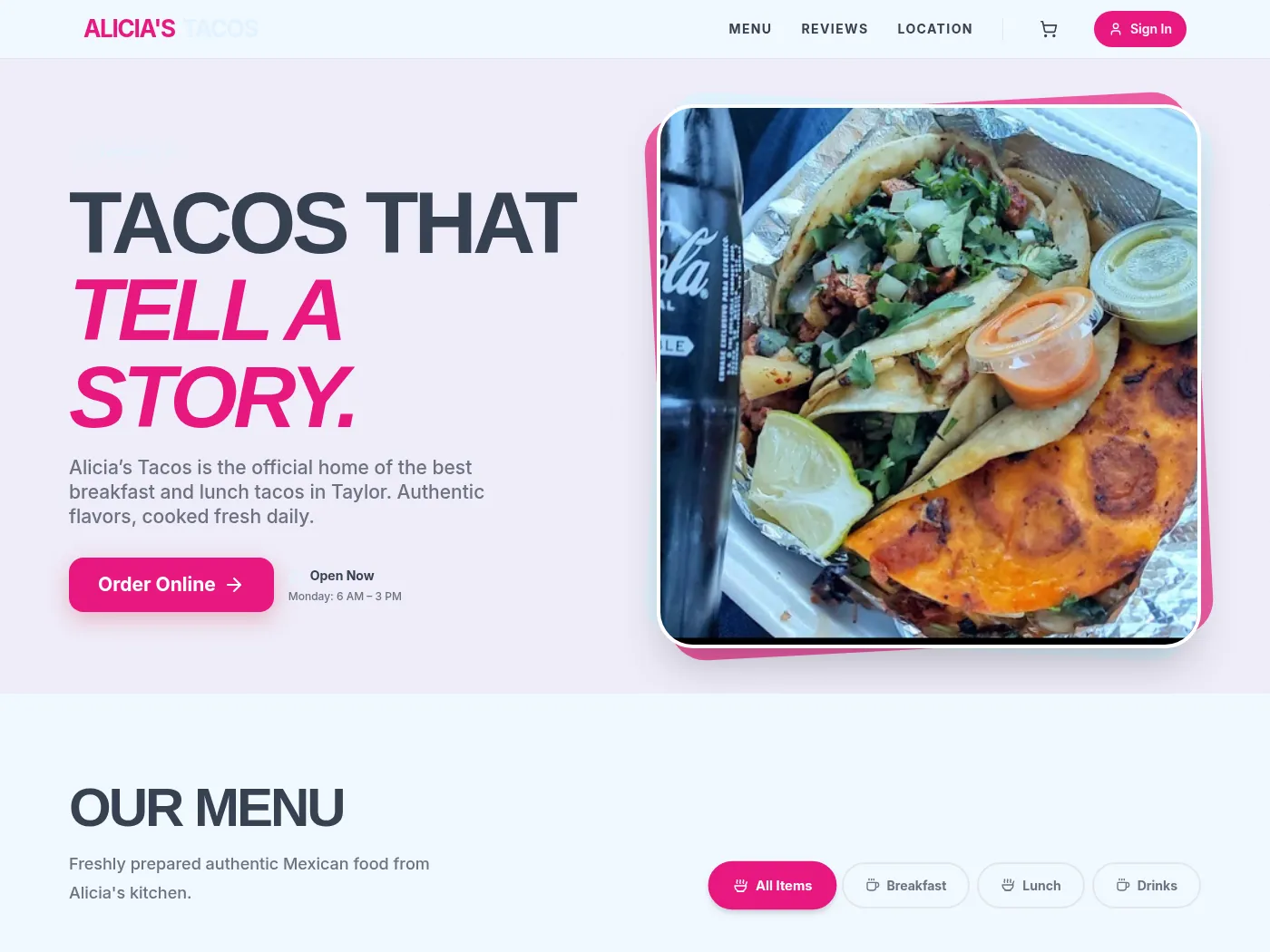 Alicia's Tacos Online