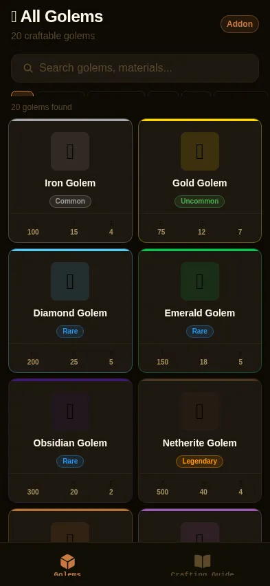 All Golems Addon