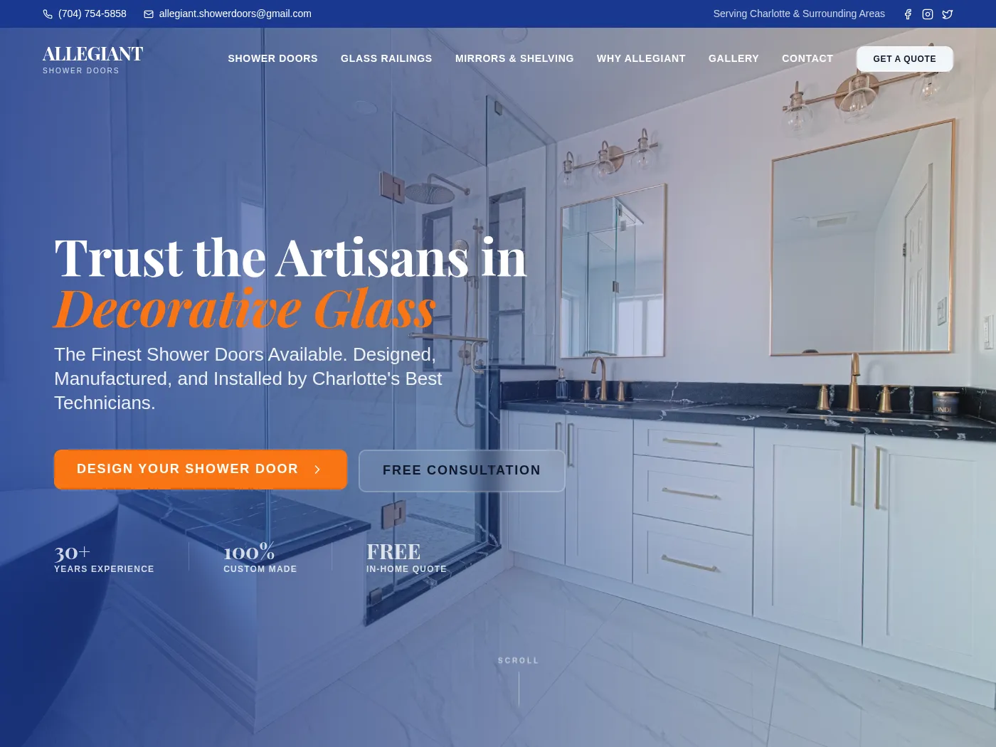 Allegiant Shower Doors Site