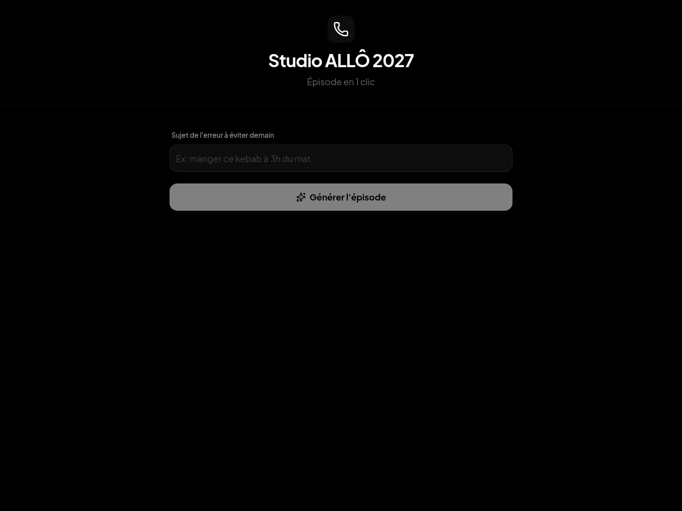 Studio ALLÔ 2027 Generator