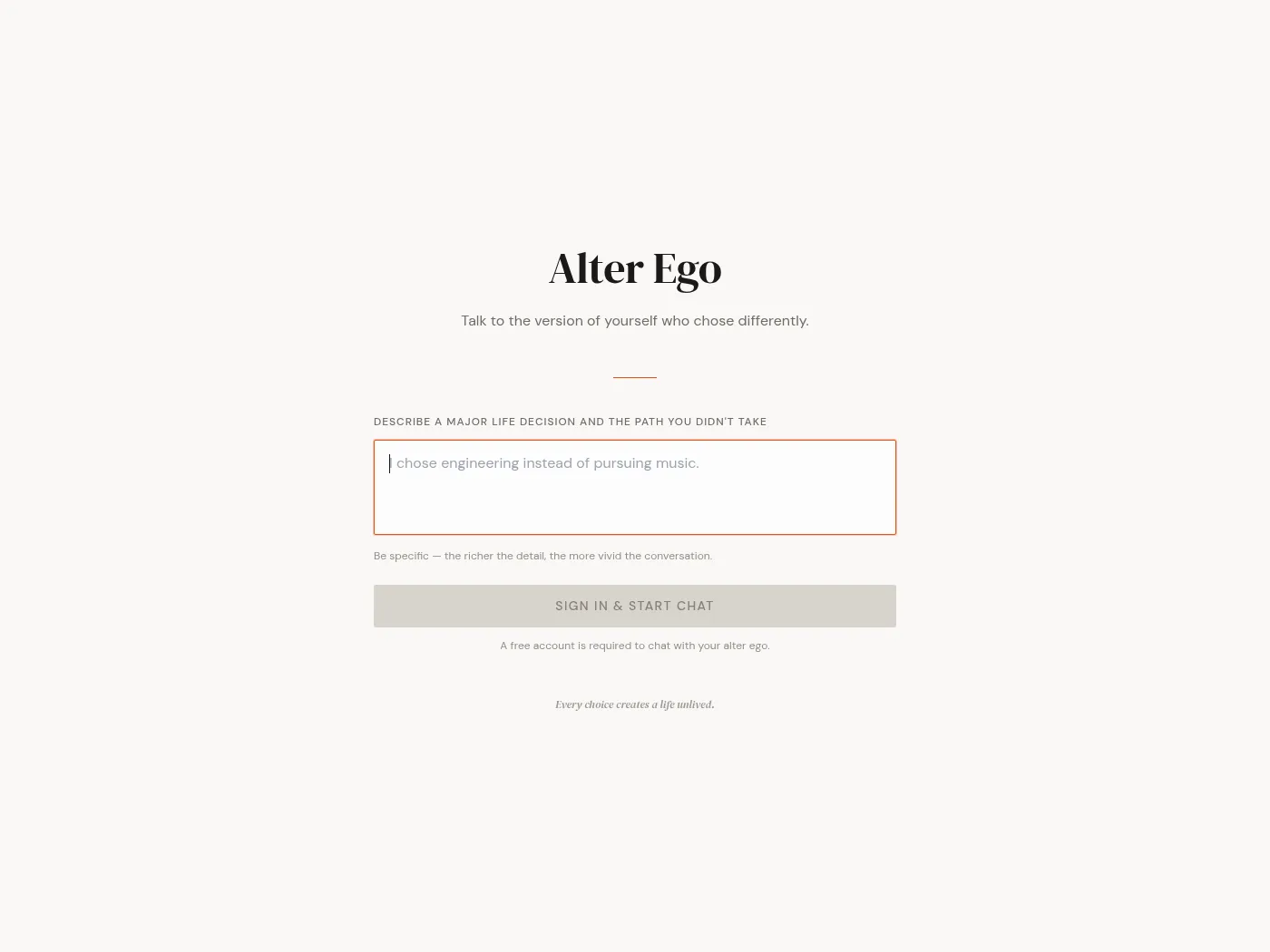 Alter Ego Chatroom