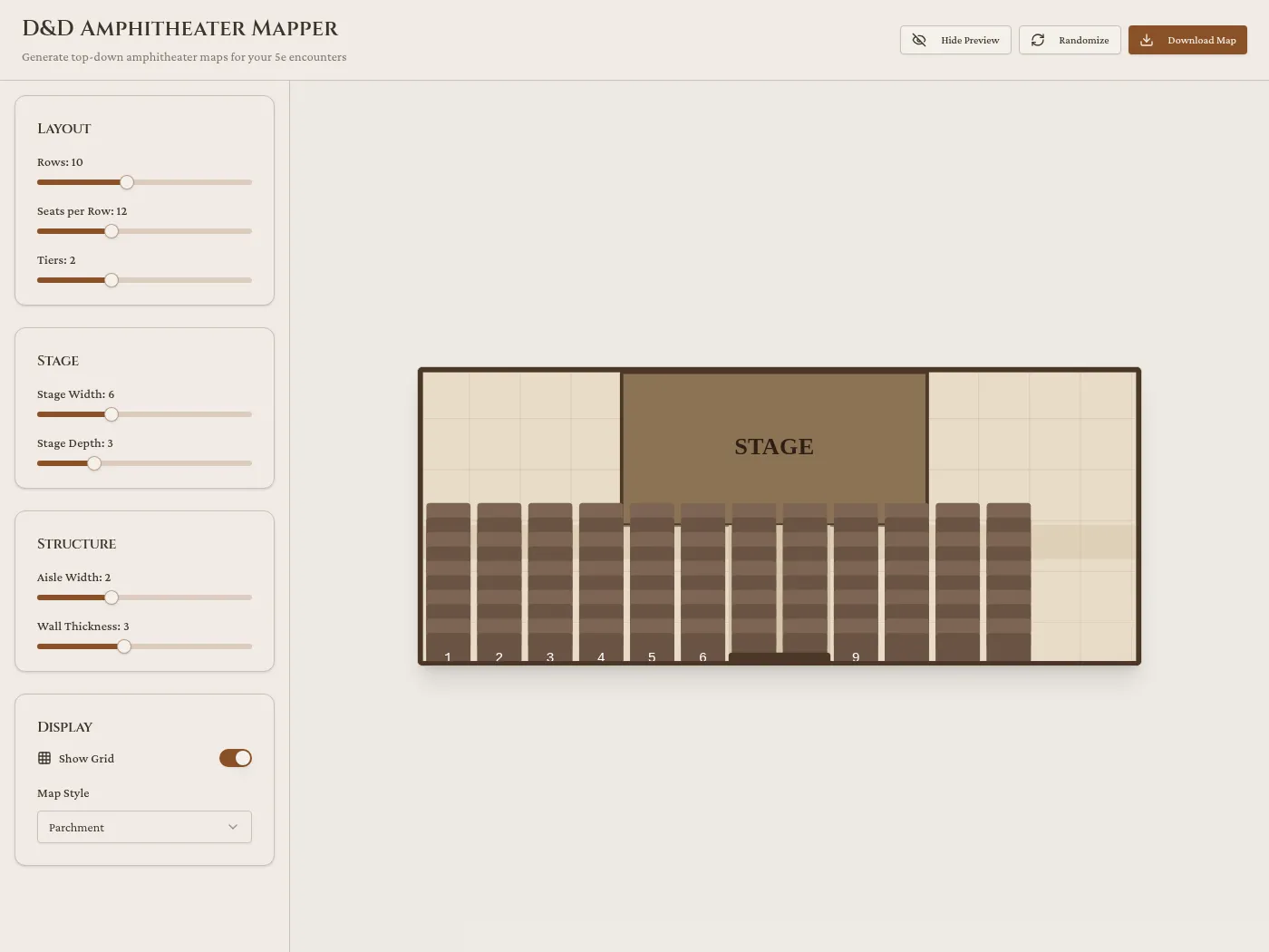 D&D Amphitheater Mapper