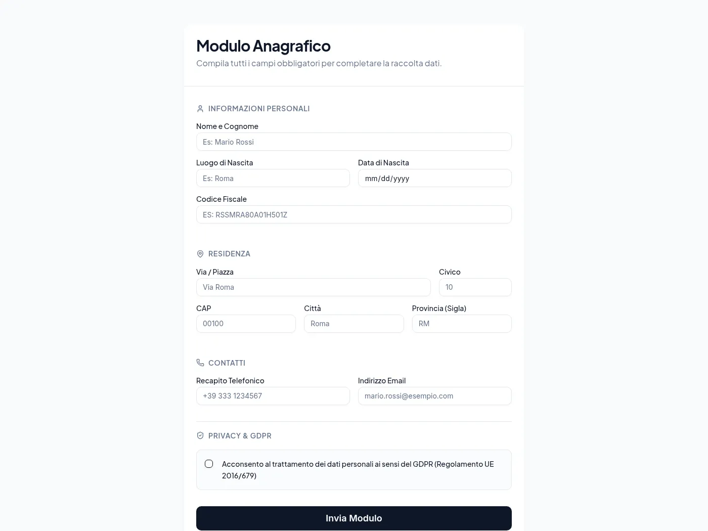 Anagrafic Form Builder