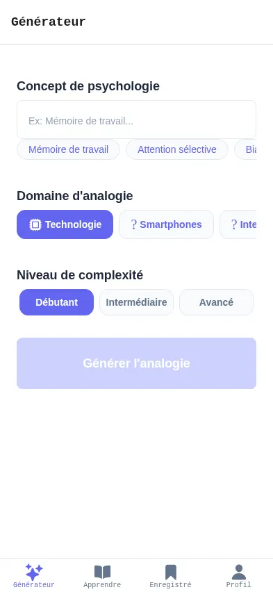 Analogies Cognitives Mobile