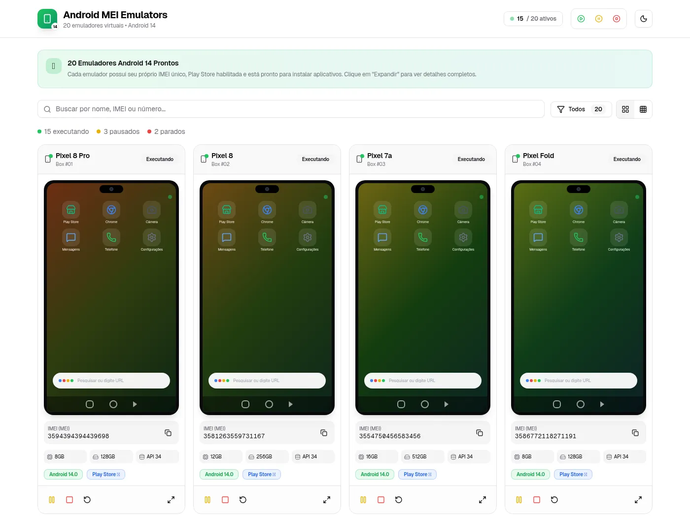 Android MEI Emulator Boxes