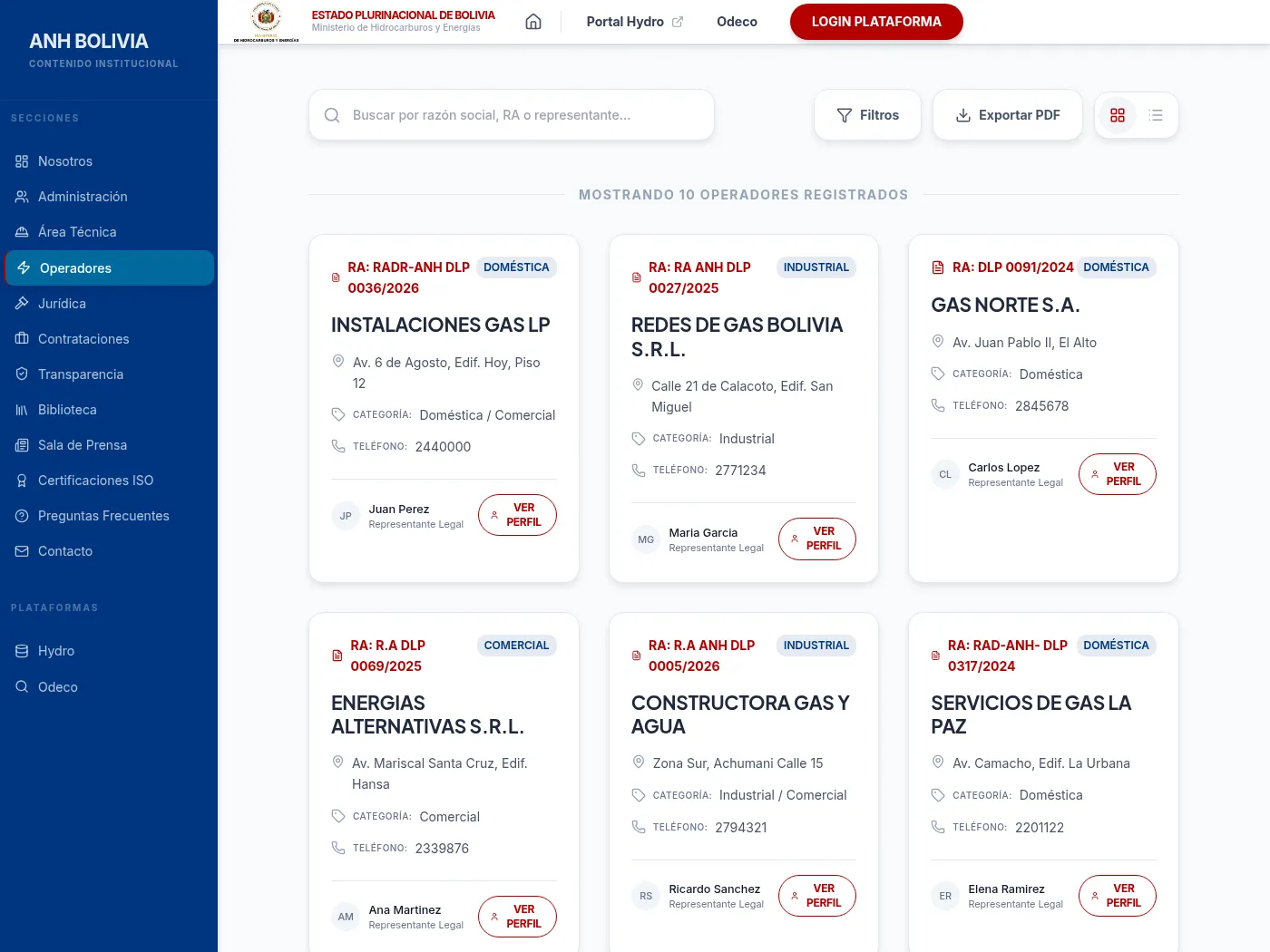 ANH Bolivia Web Clone