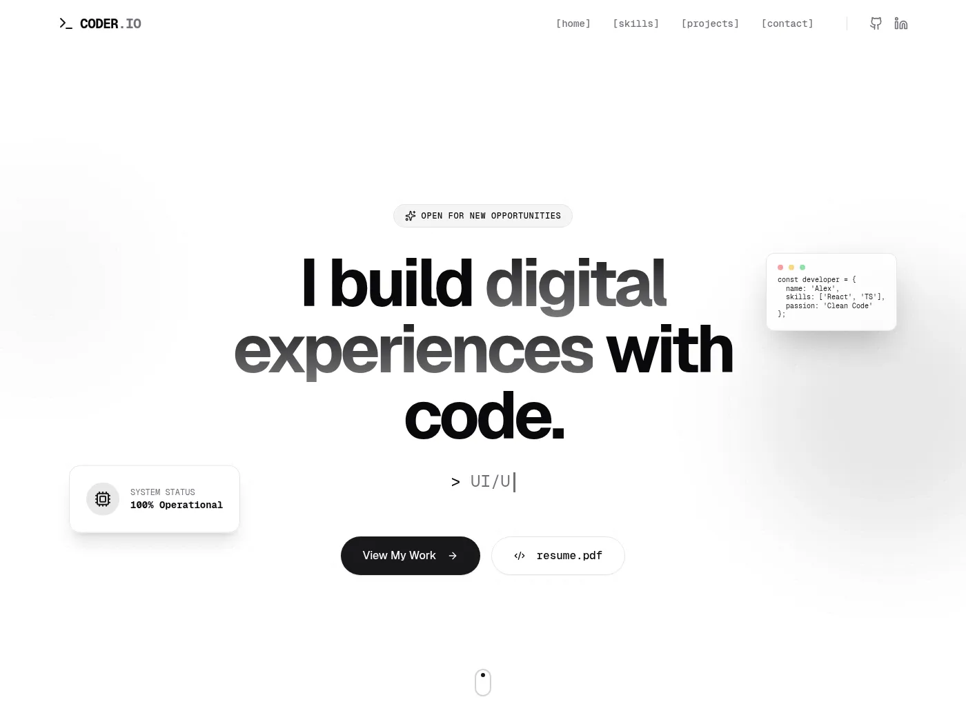 Animated Coder Portfolio