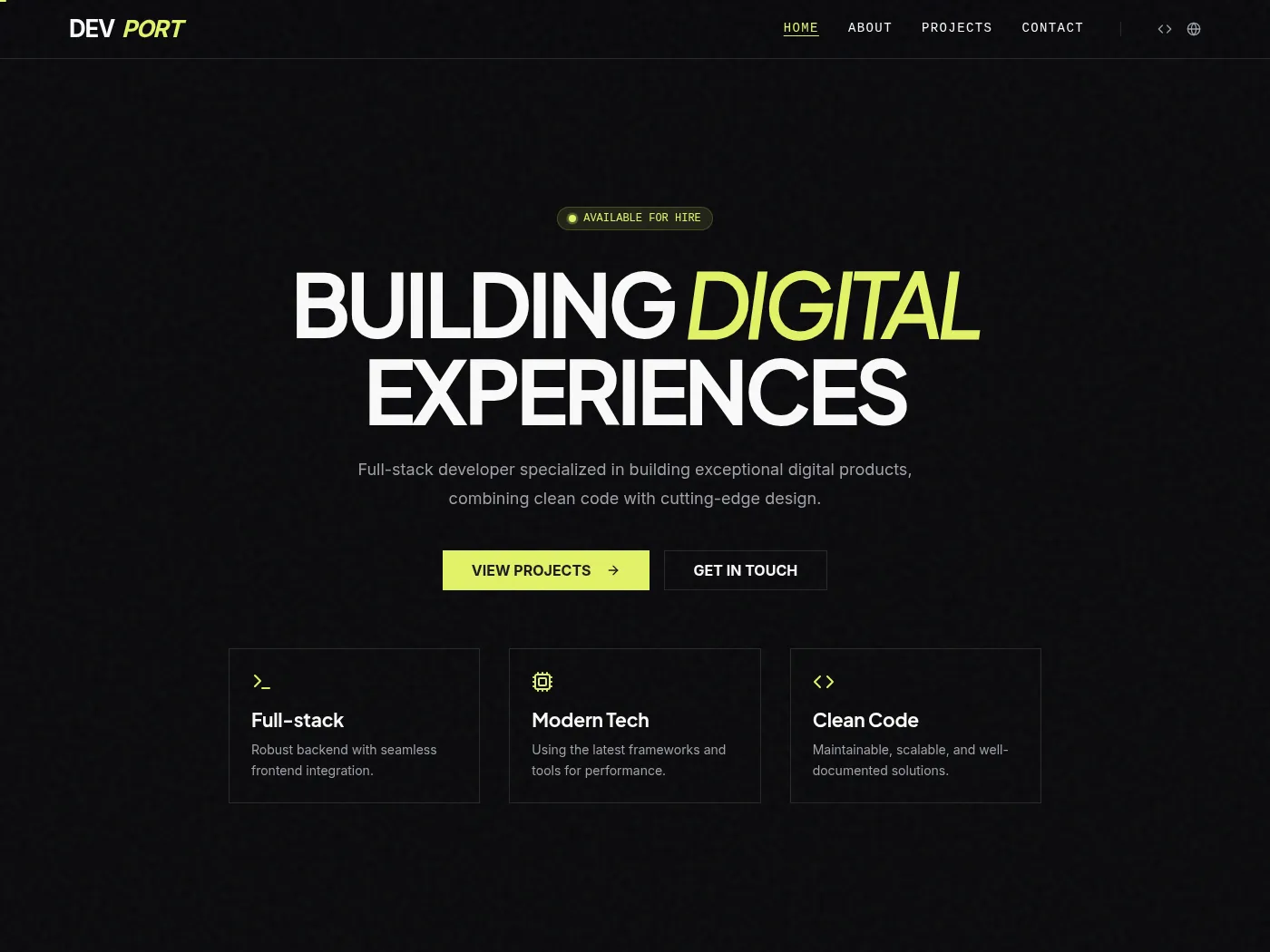 DevPort Animated Portfolio