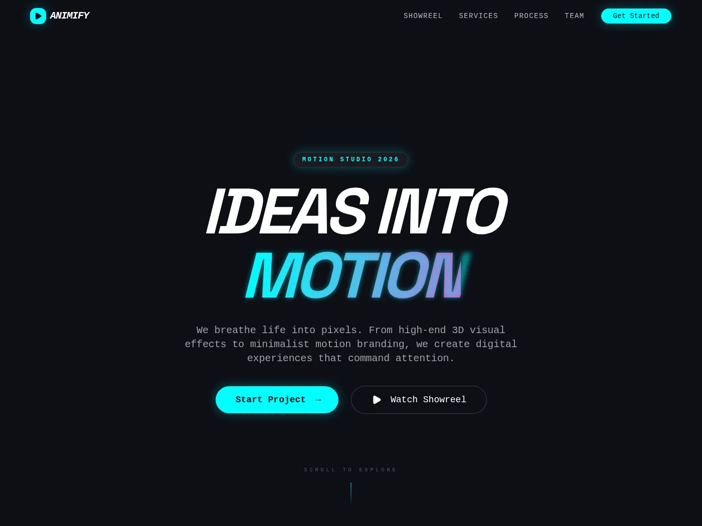 Animatic Landing Page