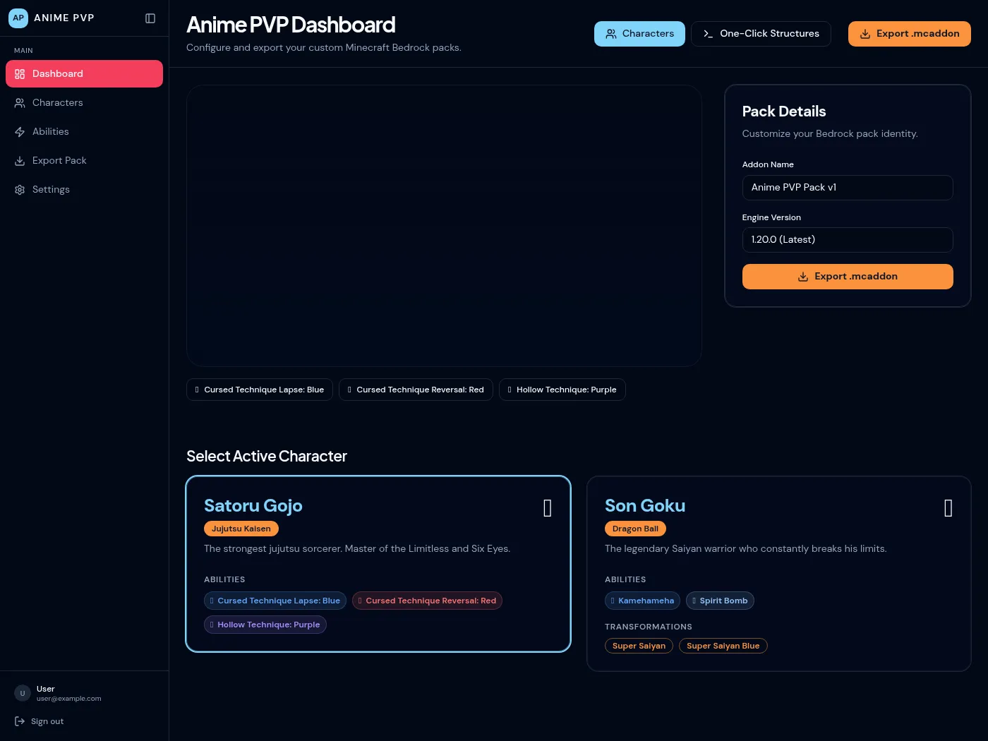 Anime PVP Minecraft Addon