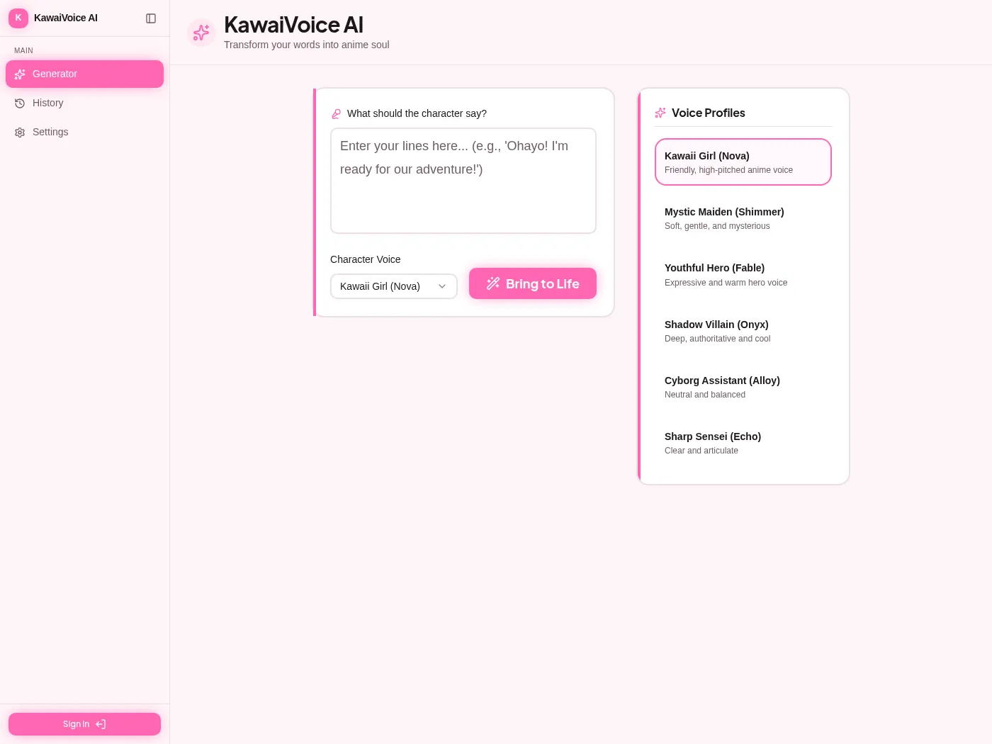 Anime Voice Generator