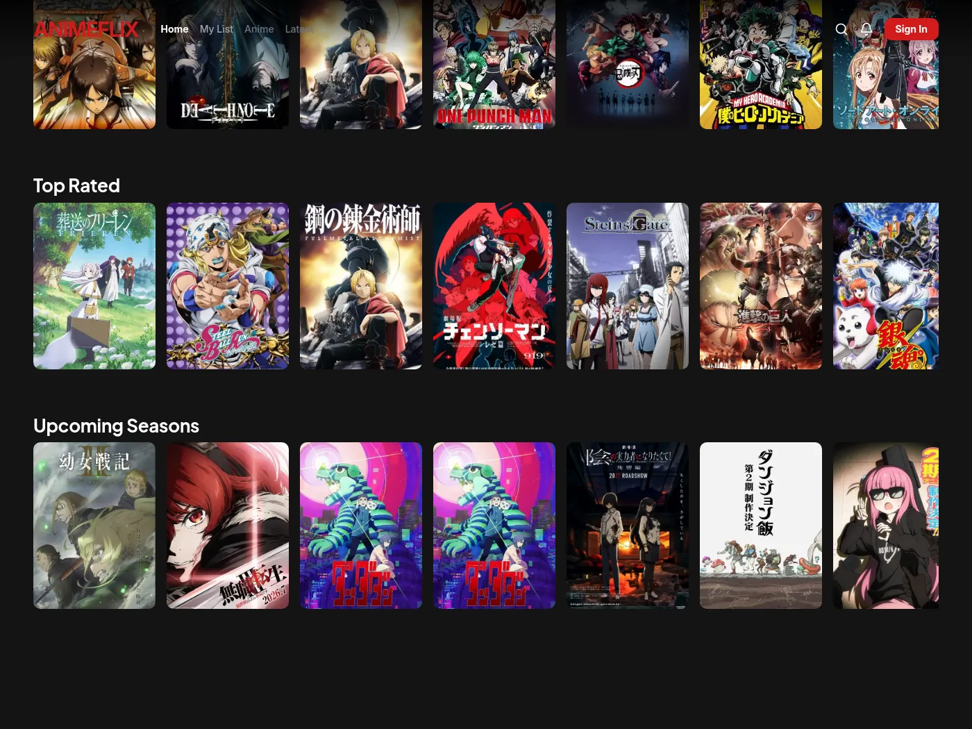 AnimeFlix Web Catalog