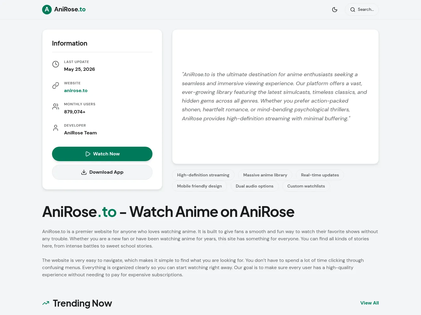 Anirose Website Clone