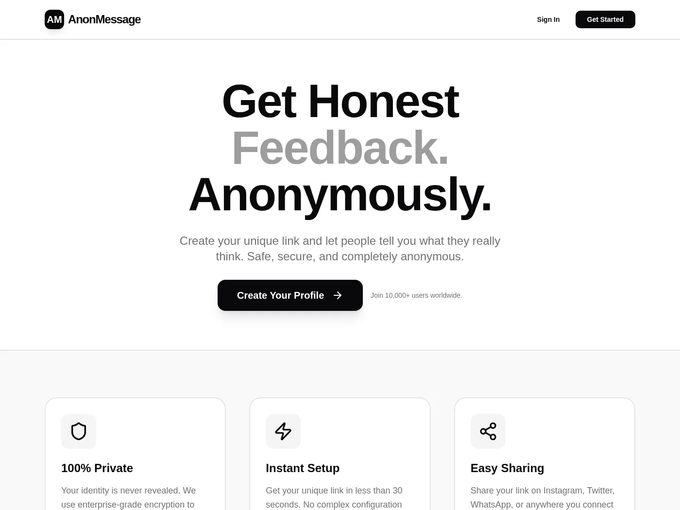 AnonMessage Hub