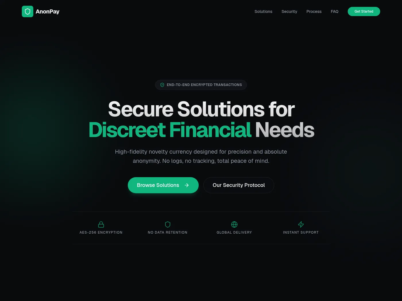 AnonPay Landing Page