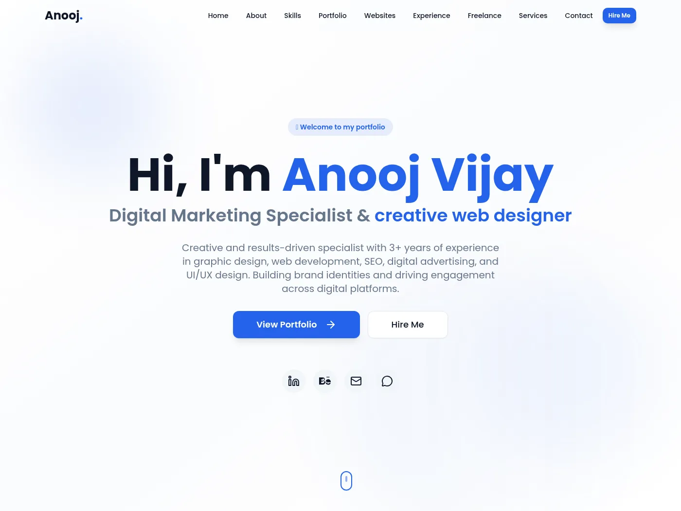 Anooj Vijay - Digital Marketing & Design Portfolio Website