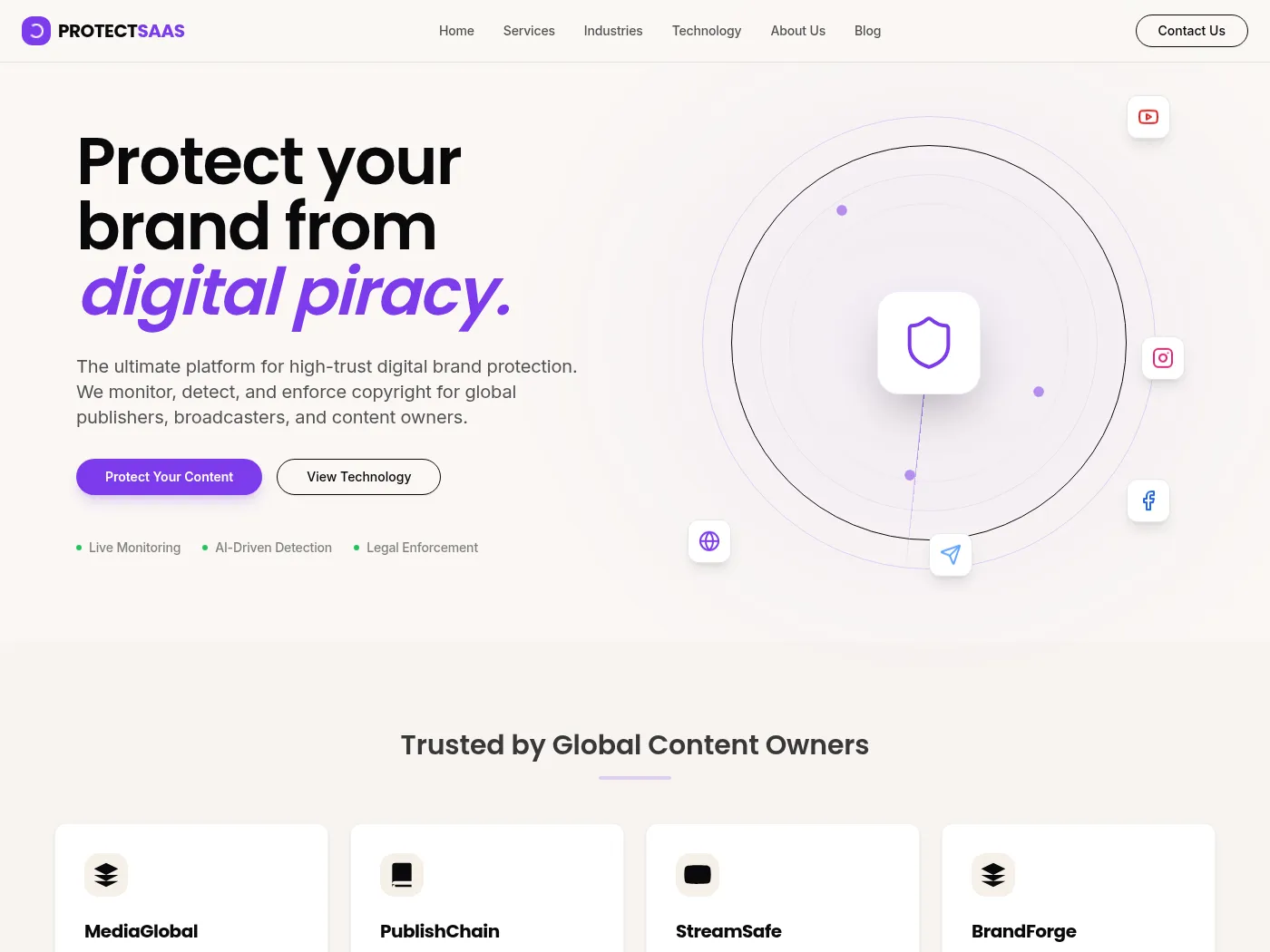 Anti-Piracy SaaS Landing
