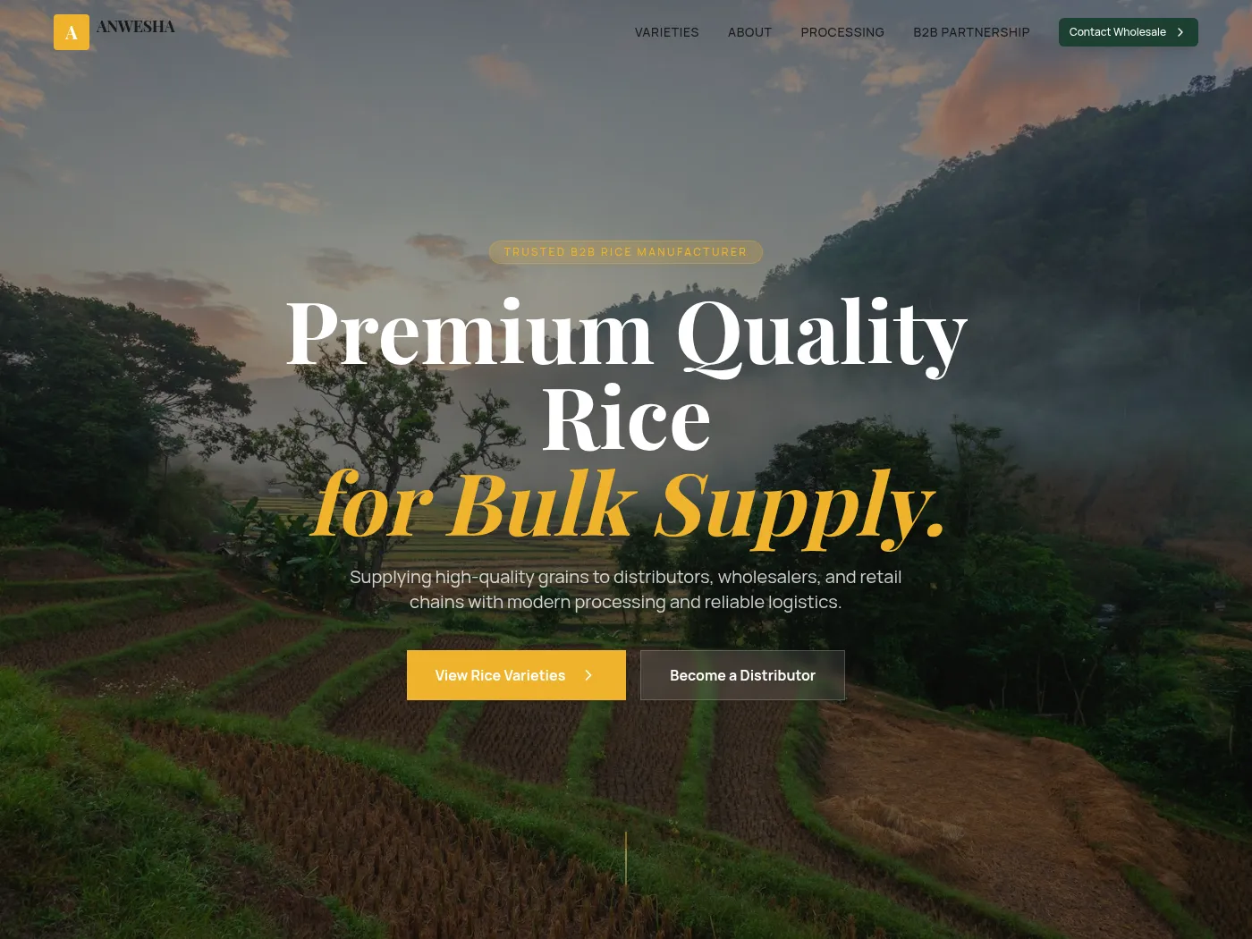 Anwesha Premium B2B Rice Site