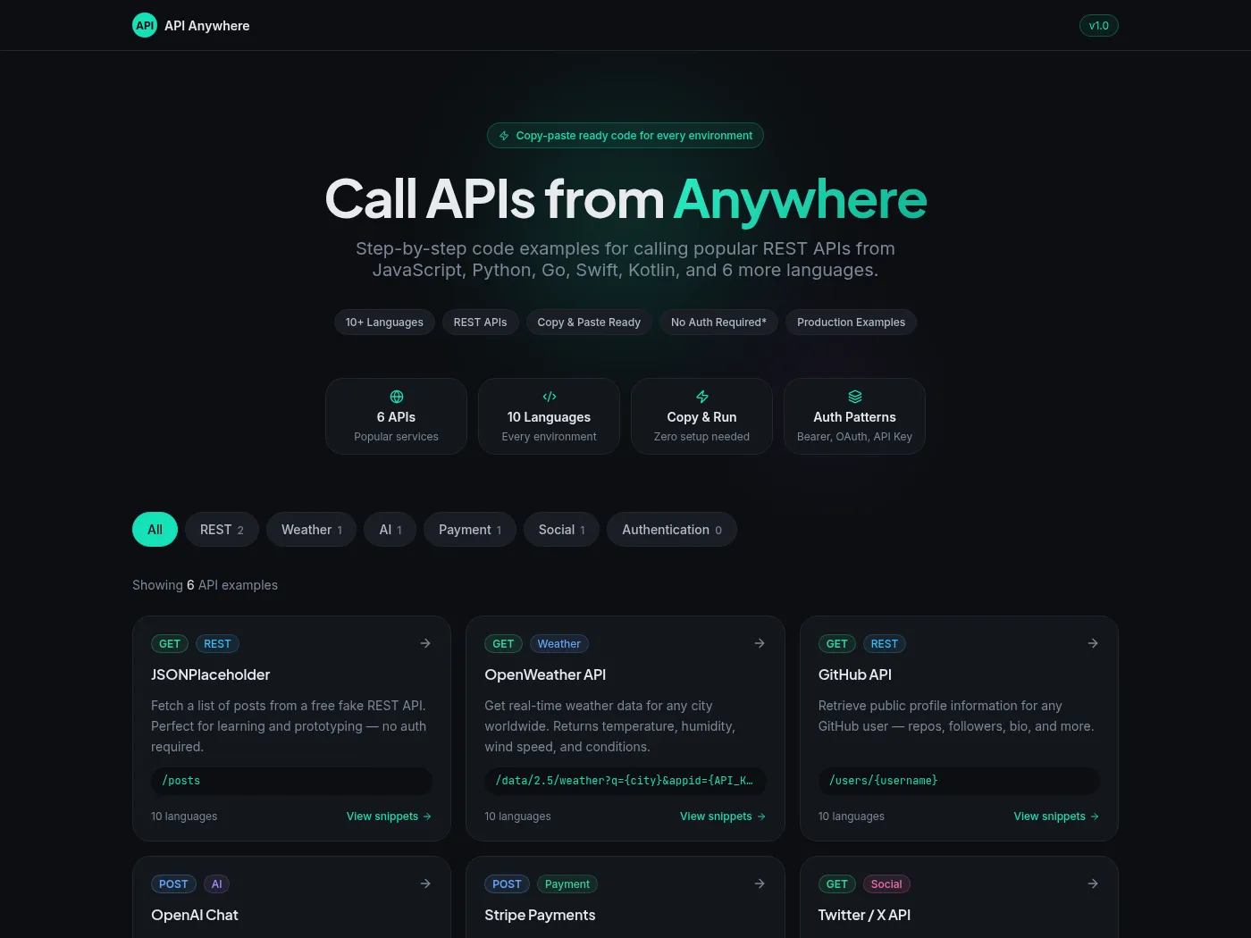 API Anywhere