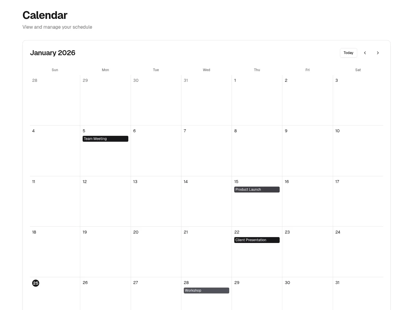 API Calendar Viewer