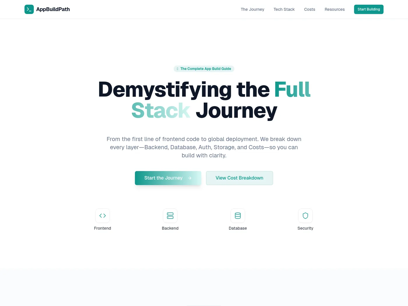 App Build Journey Page