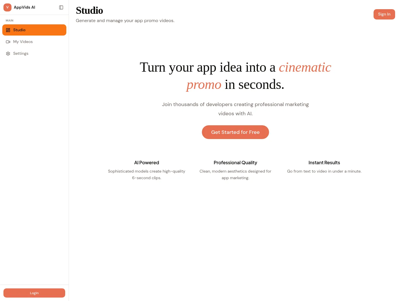 App Promo Video Site