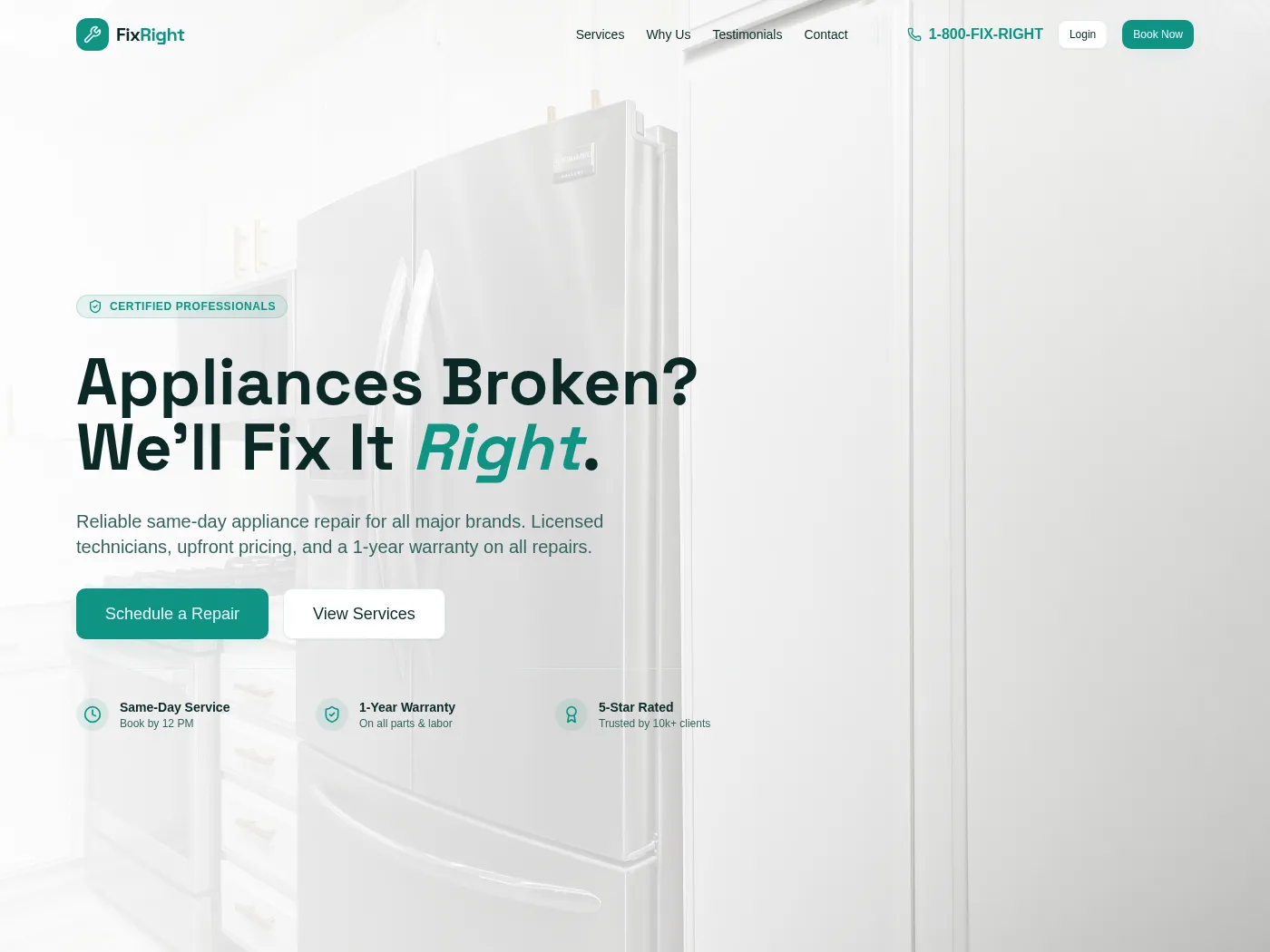 FixRight Appliance Website
