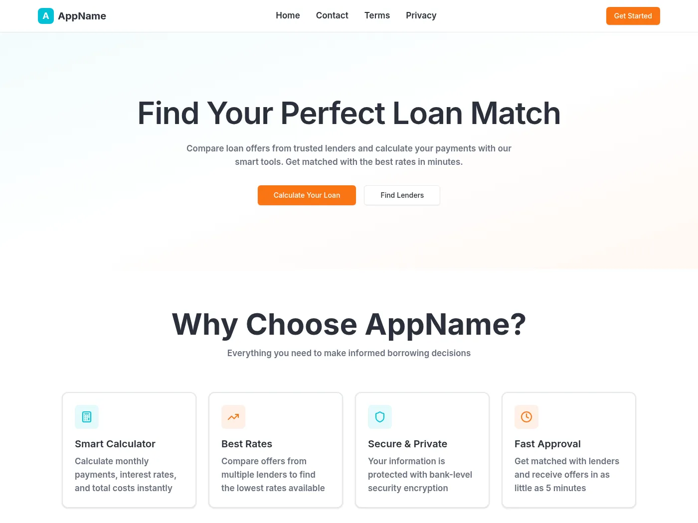 AppName Web Landing