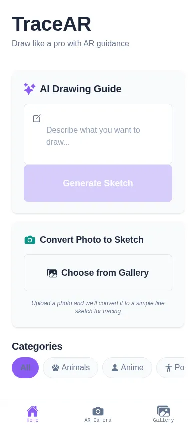 TraceAR Sketch App