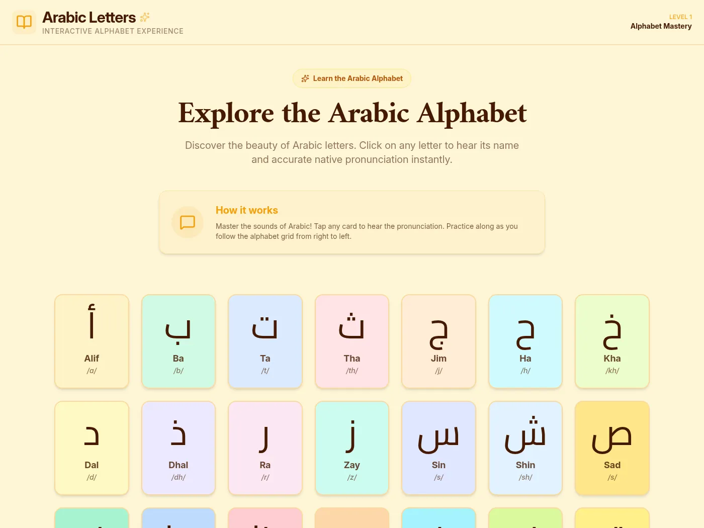 Arabic Letters Interactive