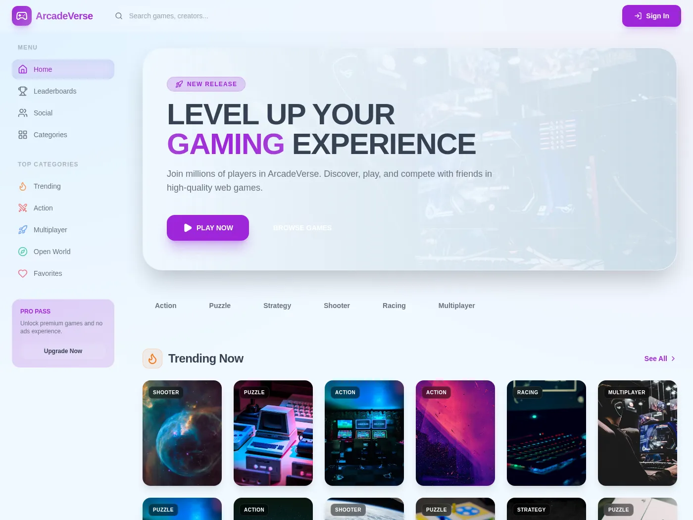 ArcadeVerse Platform