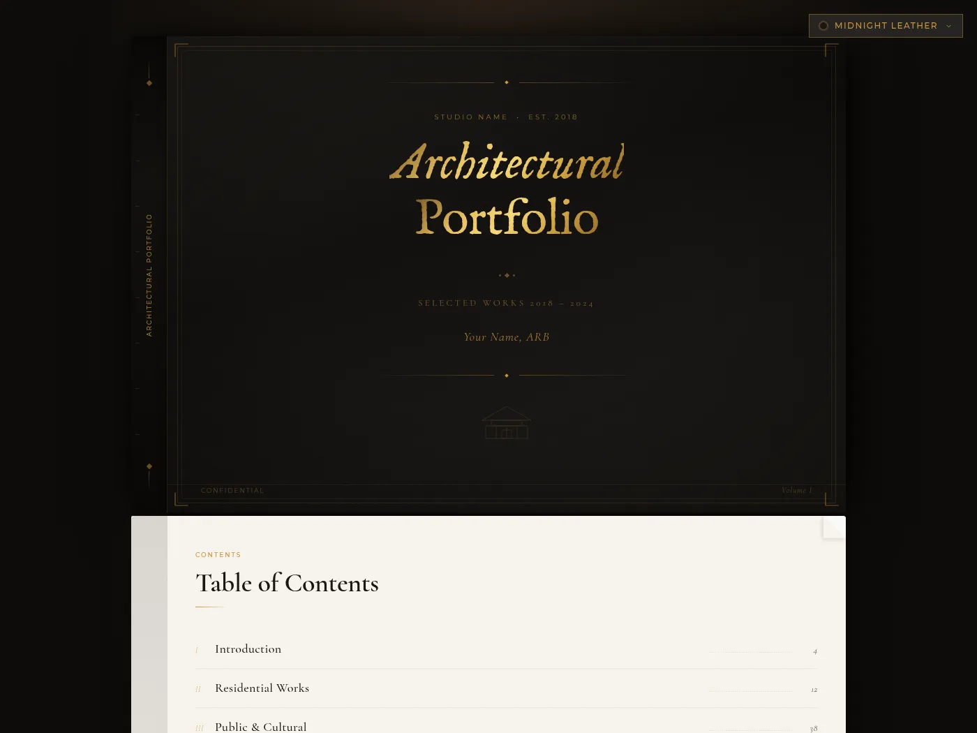 ArchBook Portfolio Frontpage