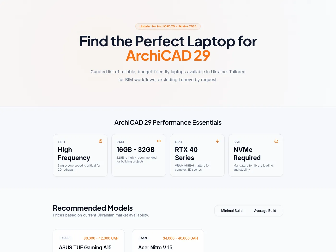 ArchiCAD Laptop Finder